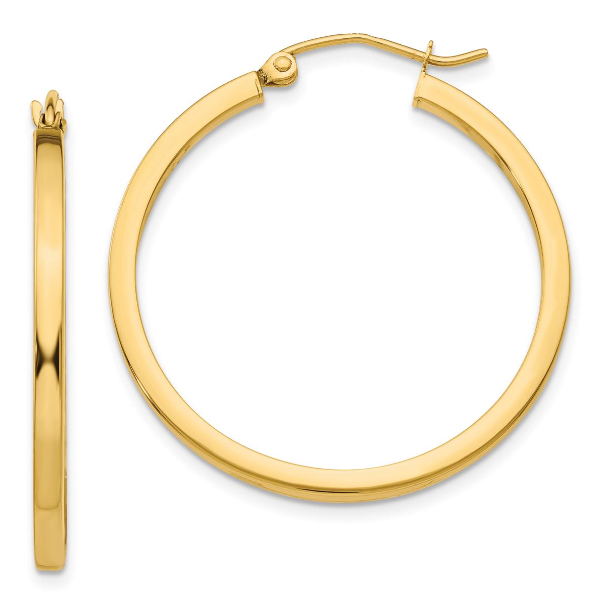 Click here for Gold Classics(tm) 14kt. 30x35mm Square Tube Hoop E... prices
