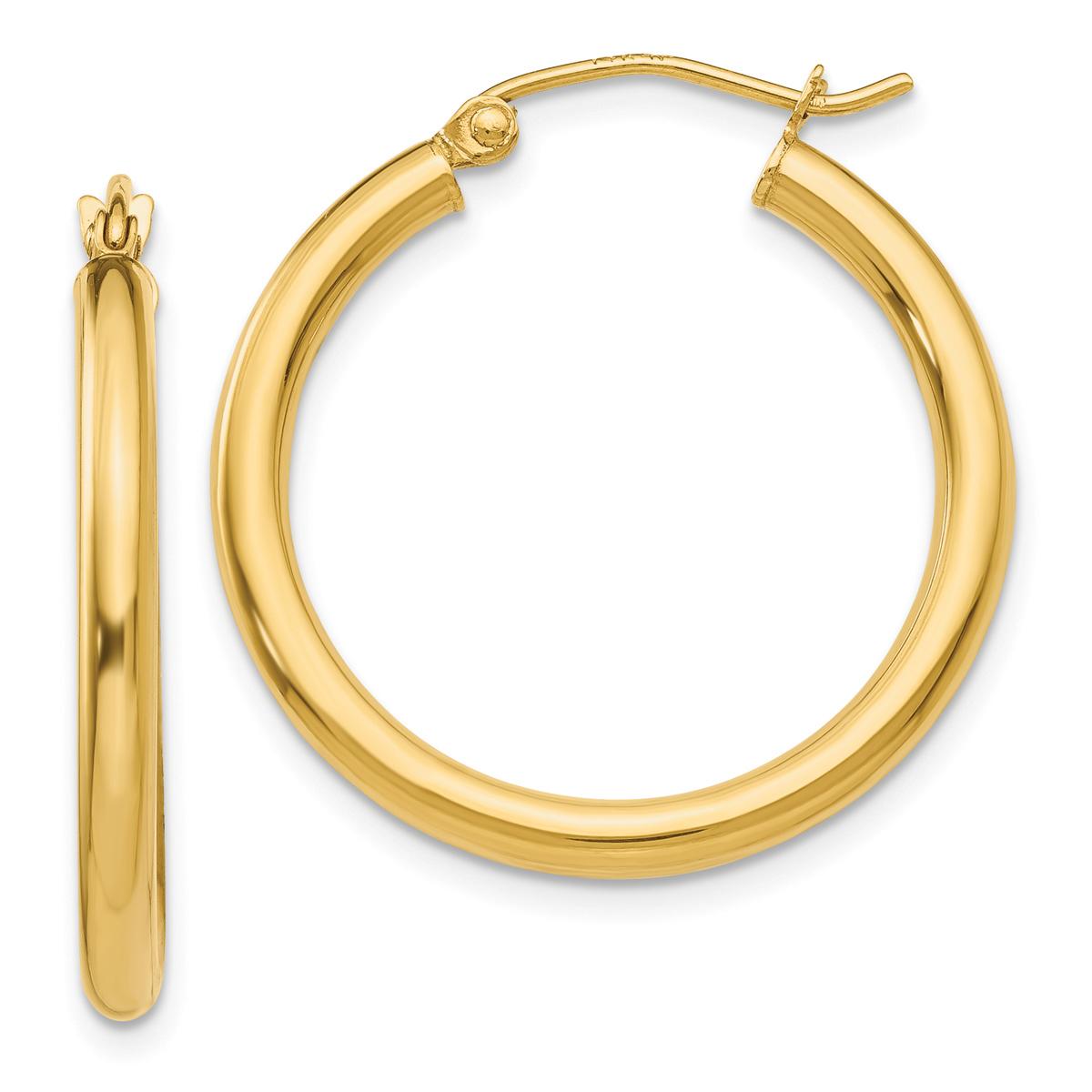 Click here for Gold Classics(tm) 14kt. Gold 25mm Tube Hoop Earrin... prices