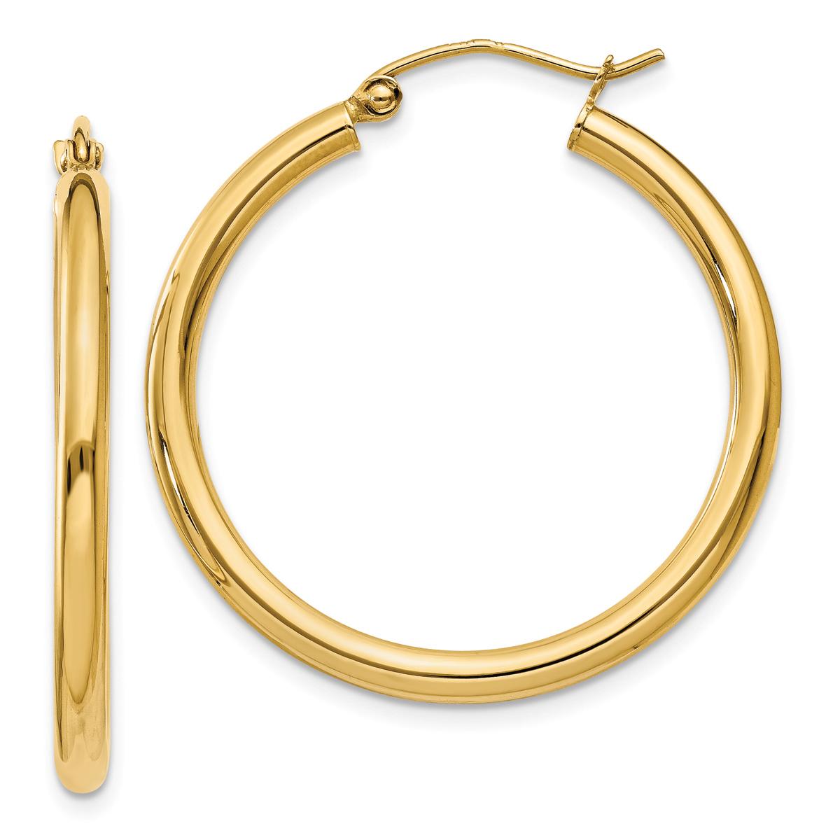 Click here for Gold Classics(tm) 14kt. Gold 30mm Tube Hoop Earrin... prices
