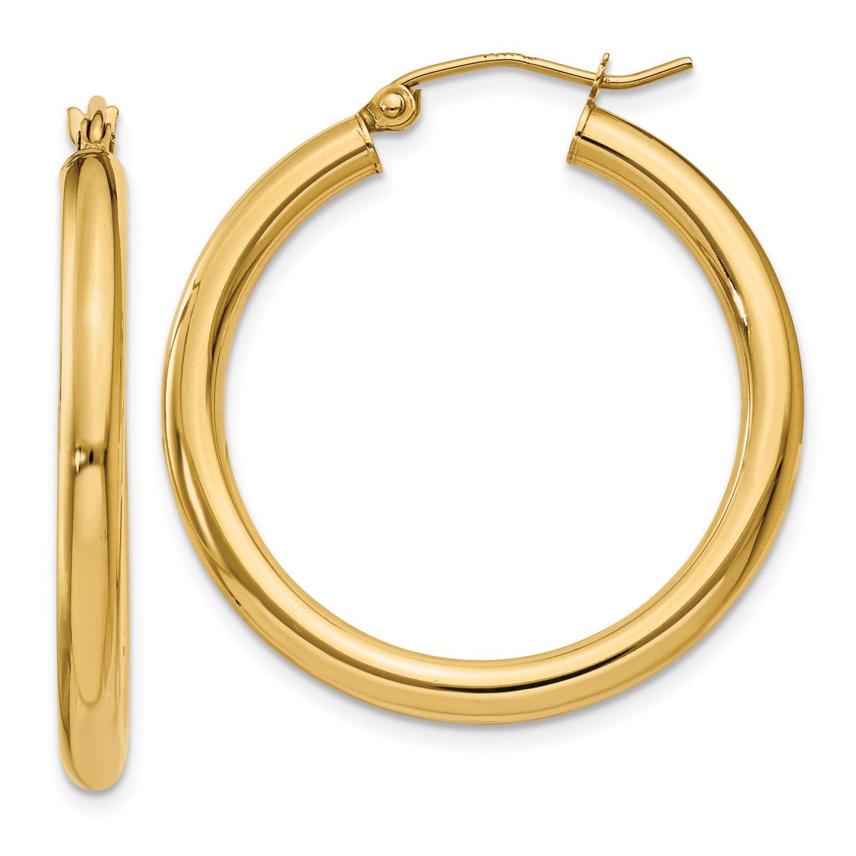Click here for Gold Classics(tm) 14kt. Polished Gold 30mm Hoop Ea... prices