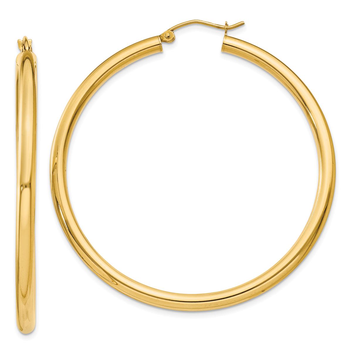 Click here for Gold Classics(tm) 14kt. Gold 50mm Tube Hoop Earrin... prices