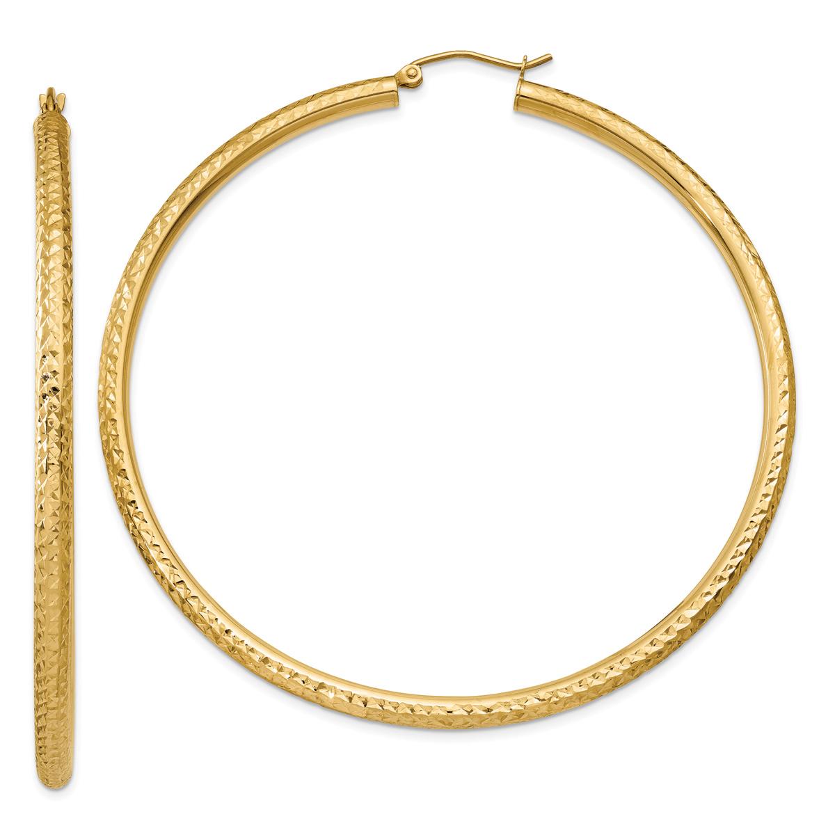 Click here for Gold Classics(tm) 14kt. Gold Diamond Cut 65mm Hoop... prices