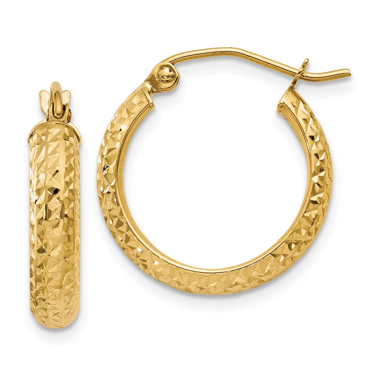 Click here for Gold Classics(tm) 14kt. Gold 3.5mm Diamond Cut Hoo... prices