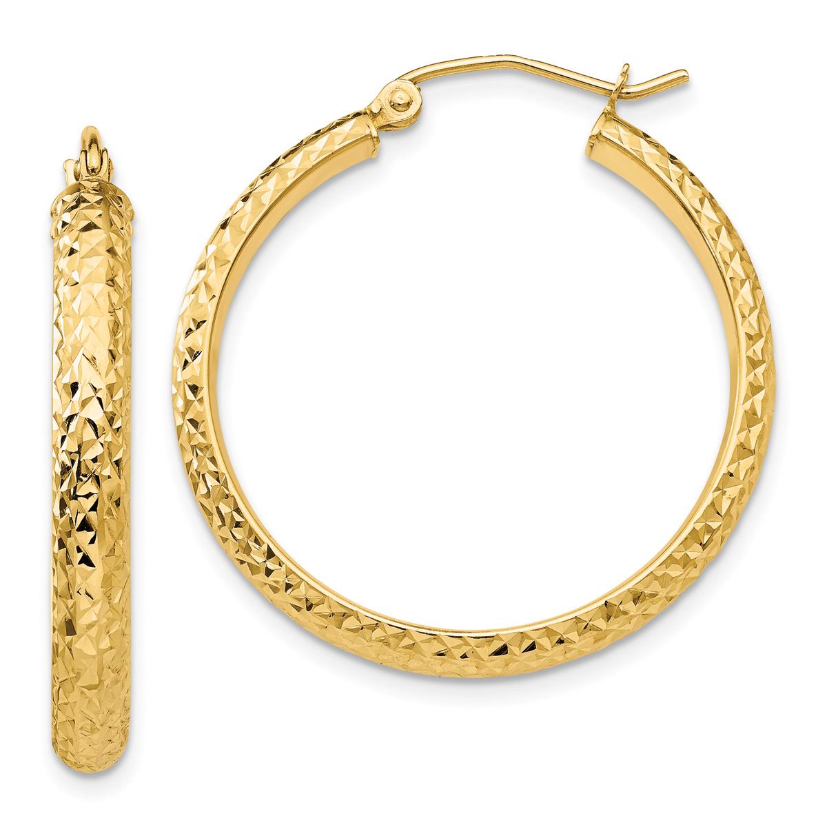 Click here for Gold Classics(tm) 14kt. Gold 28mm Diamond Cut Hoop... prices