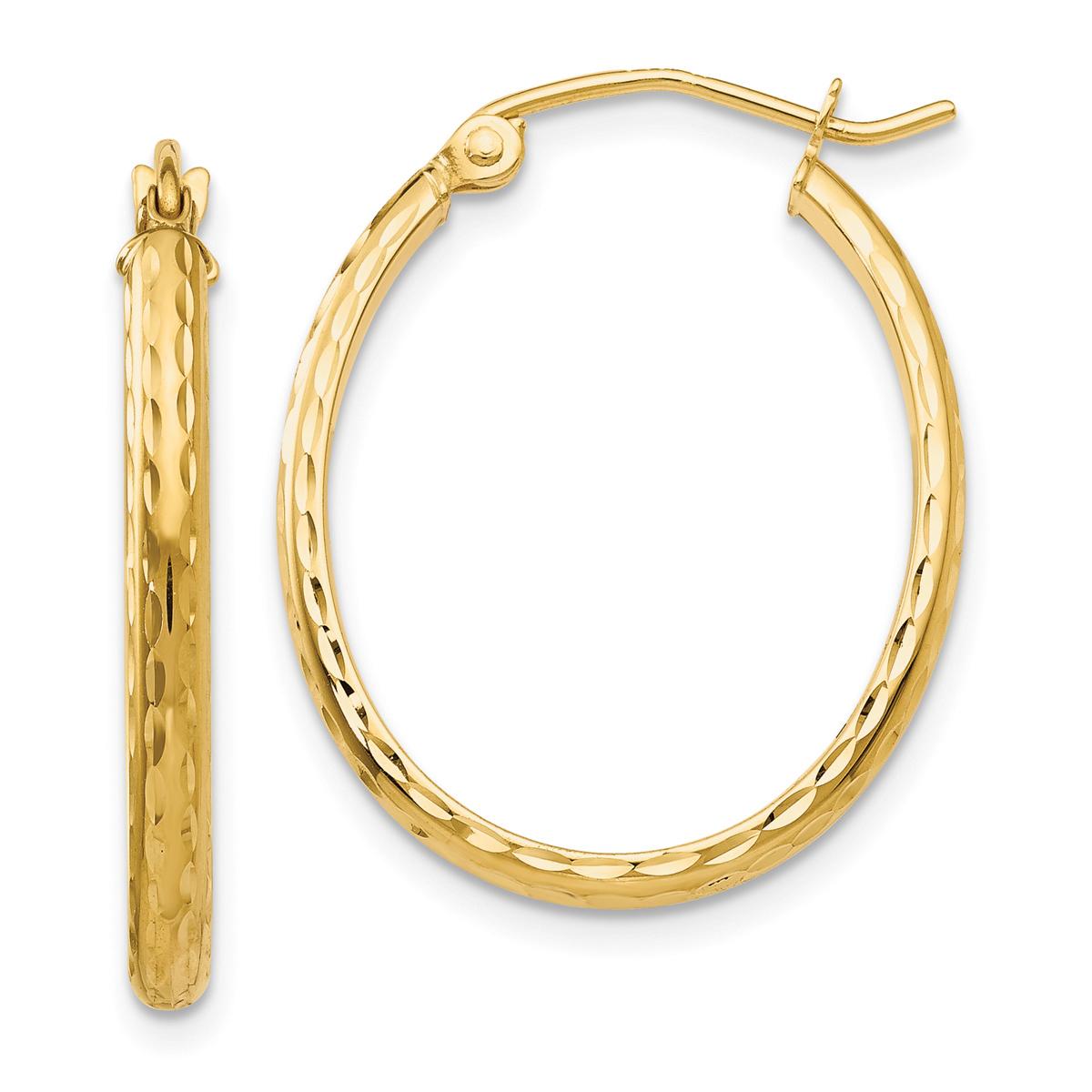 Click here for Gold Classics(tm) 14kt. Diamond Cut Oval Hoop Earr... prices