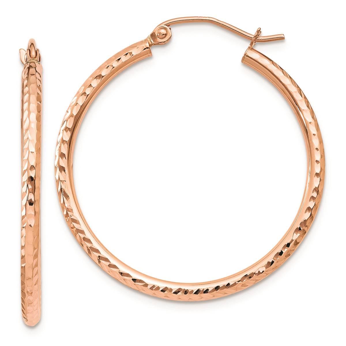 Click here for Gold Classics(tm) 14kt. Rose Gold 30mm Polished Ho... prices