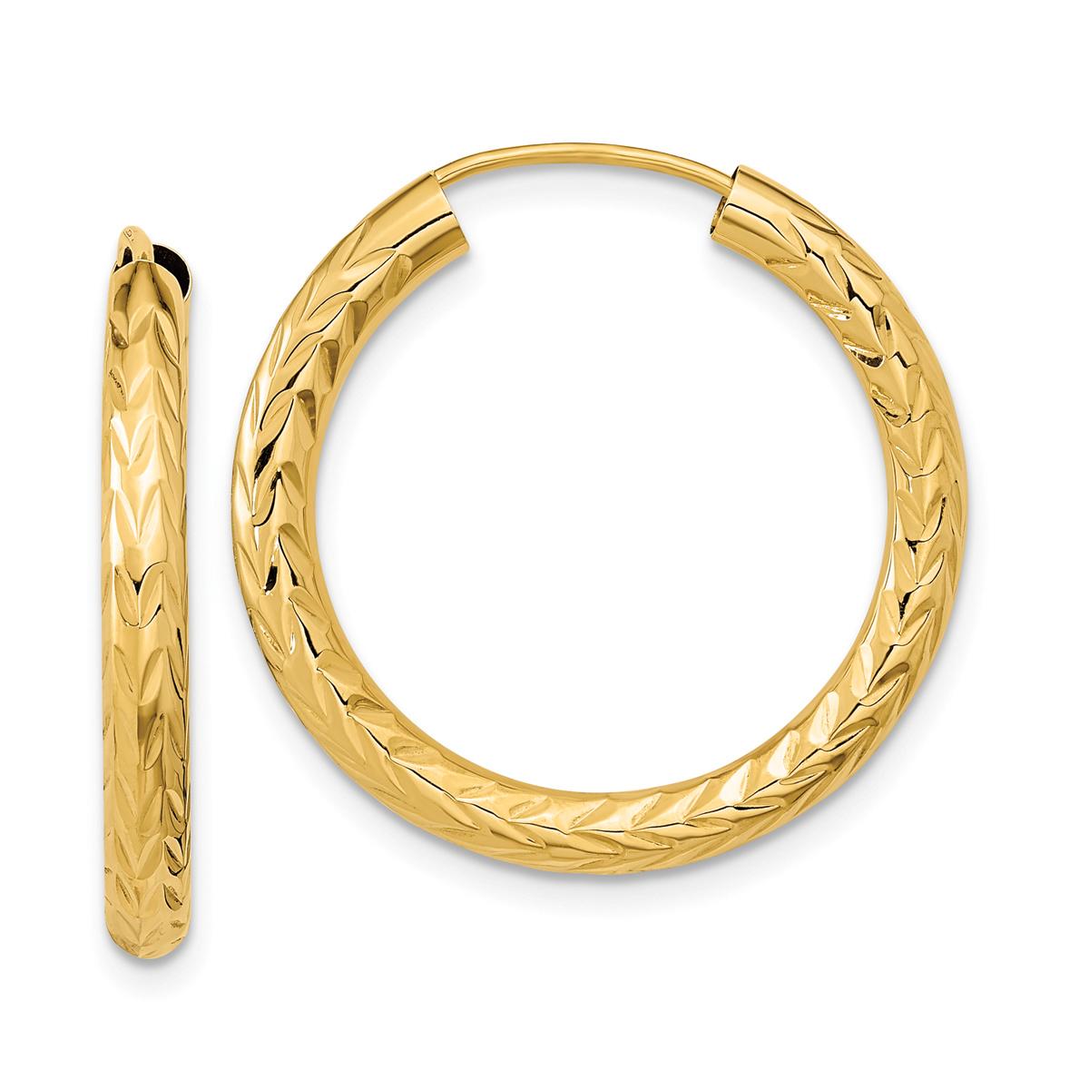 Click here for Gold Classics(tm) 25mm 14kt. Gold Diamond Cut Hoop... prices