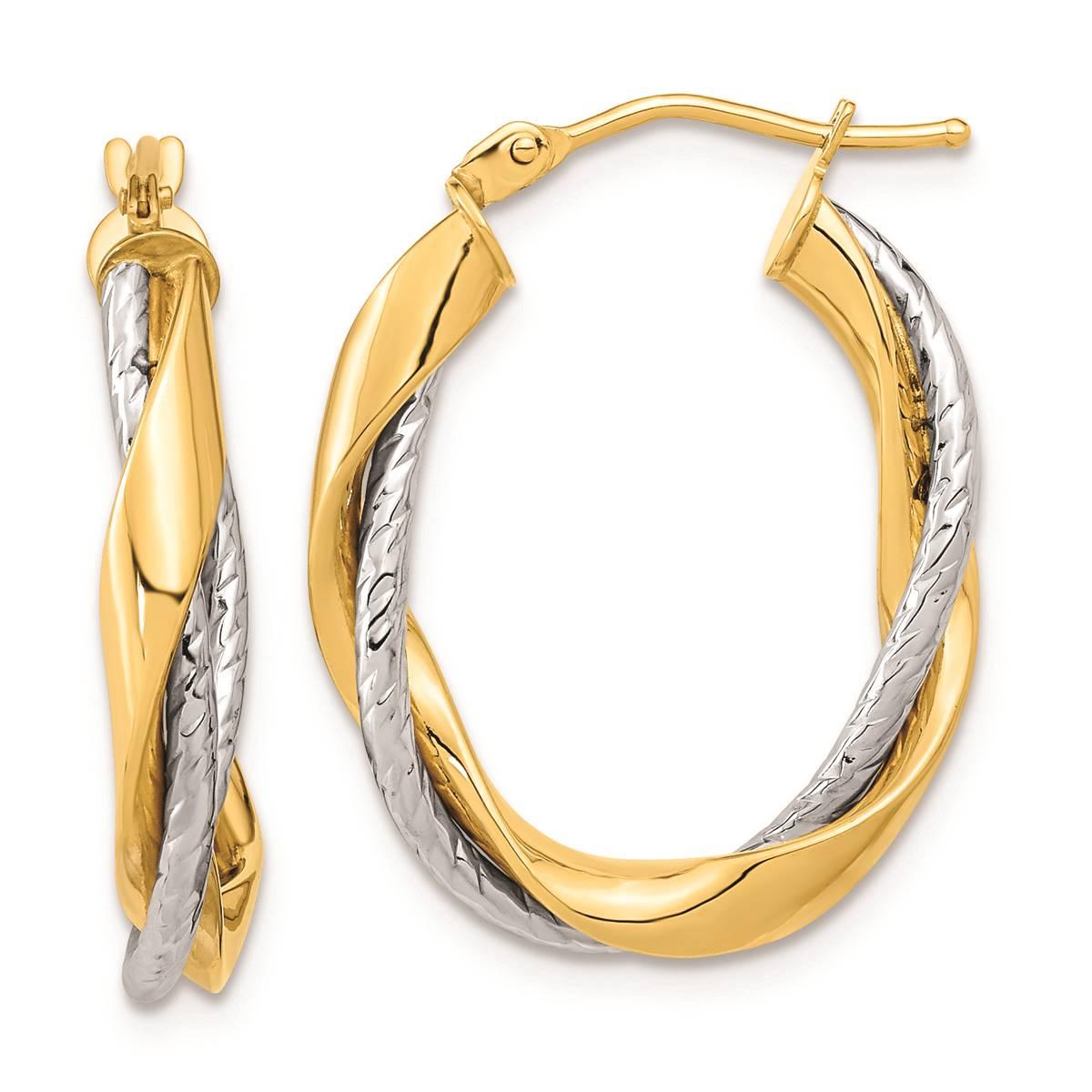 Click here for Gold Classics(tm) 14kt. Two-Tone Rope Twist Hoop E... prices