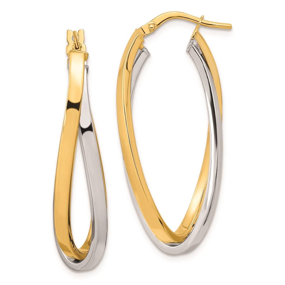 Click here for Gold Classics(tm) 14kt. Two-Tone Oval Double Hoop... prices