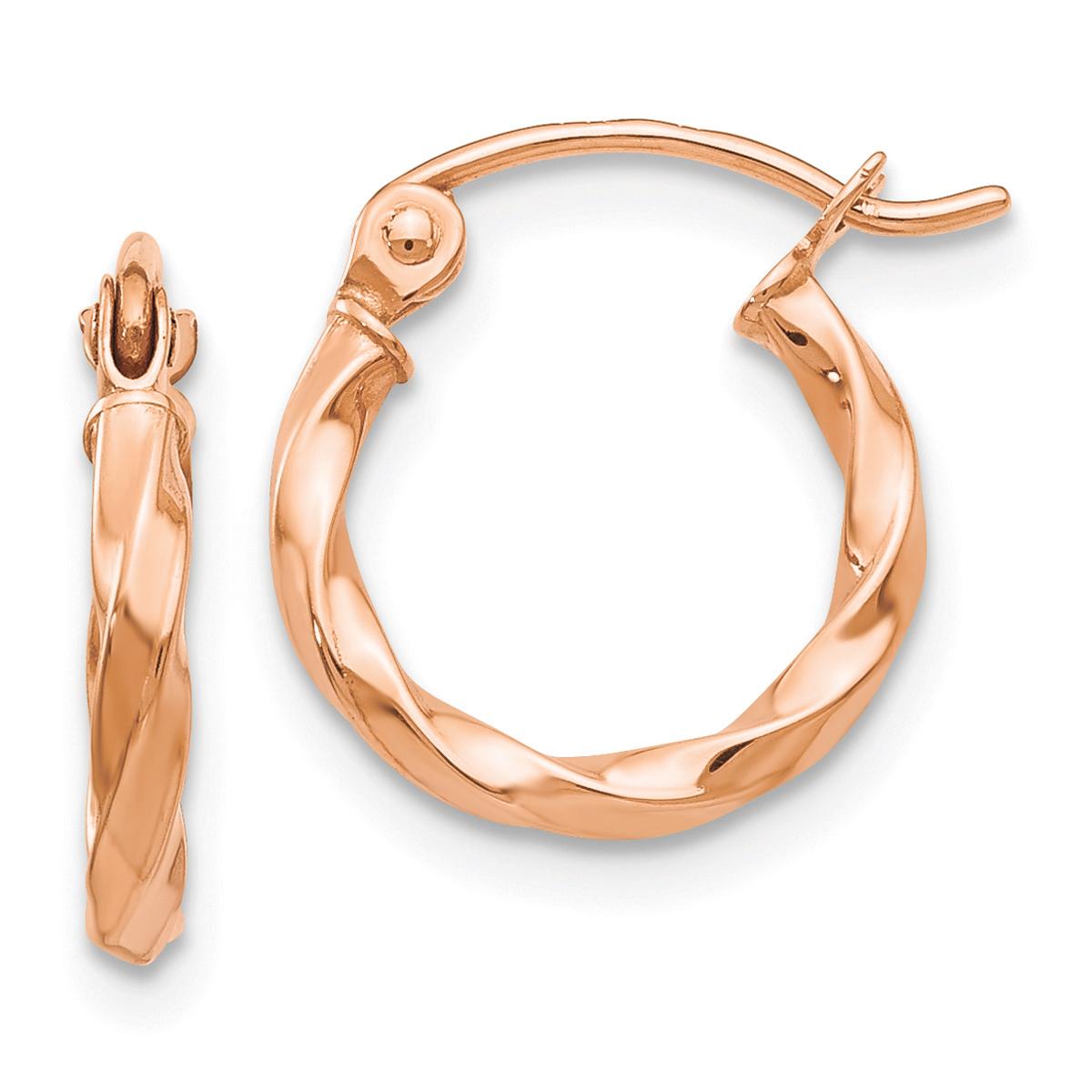 Click here for Gold Classics(tm) 14kt. Twisted Rose Gold Hoop Ear... prices