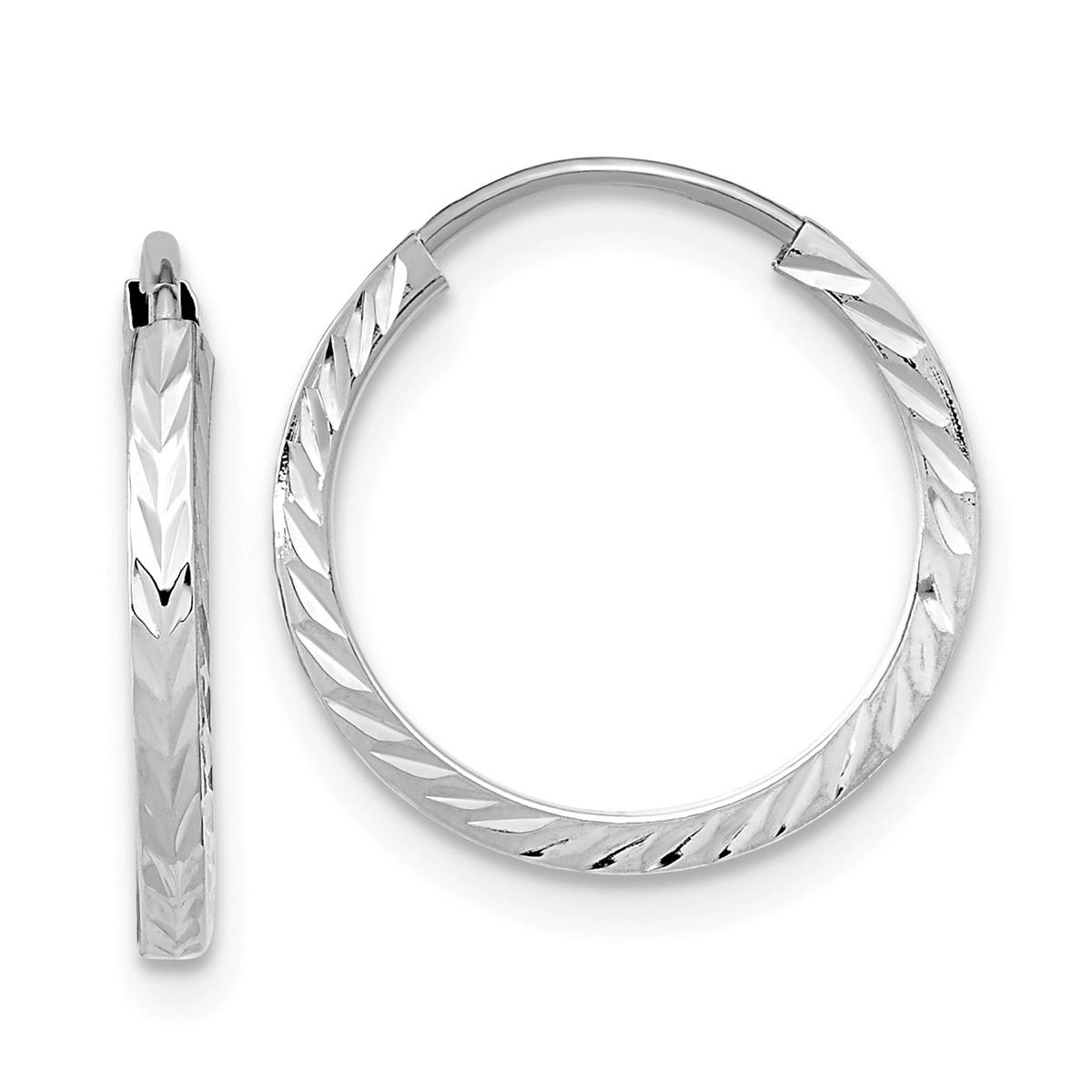 Click here for Gold Classics(tm) 15mm. 14kt. White Diamond Cut Ho... prices