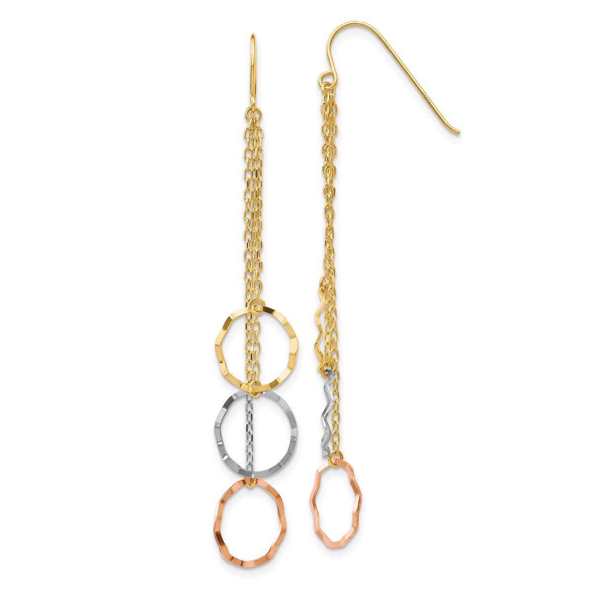 Click here for Gold Classics(tm) 14kt. Tri-Color Circle Dangle Ea... prices