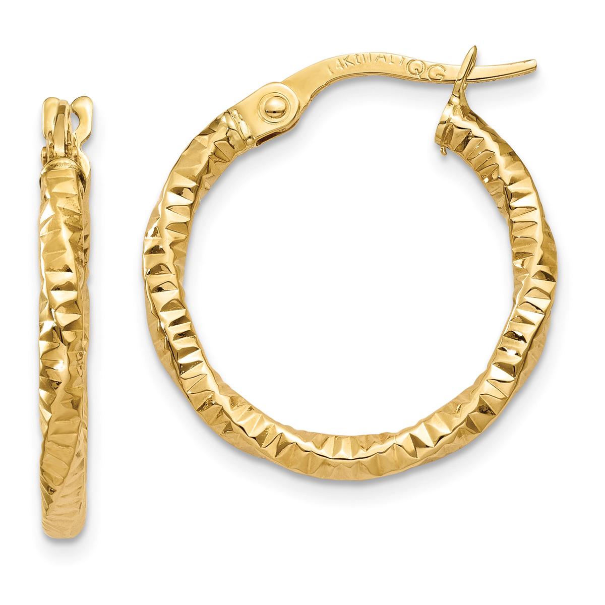 Click here for Gold Classics(tm) 14kt. Polished & Textured Hoop E... prices
