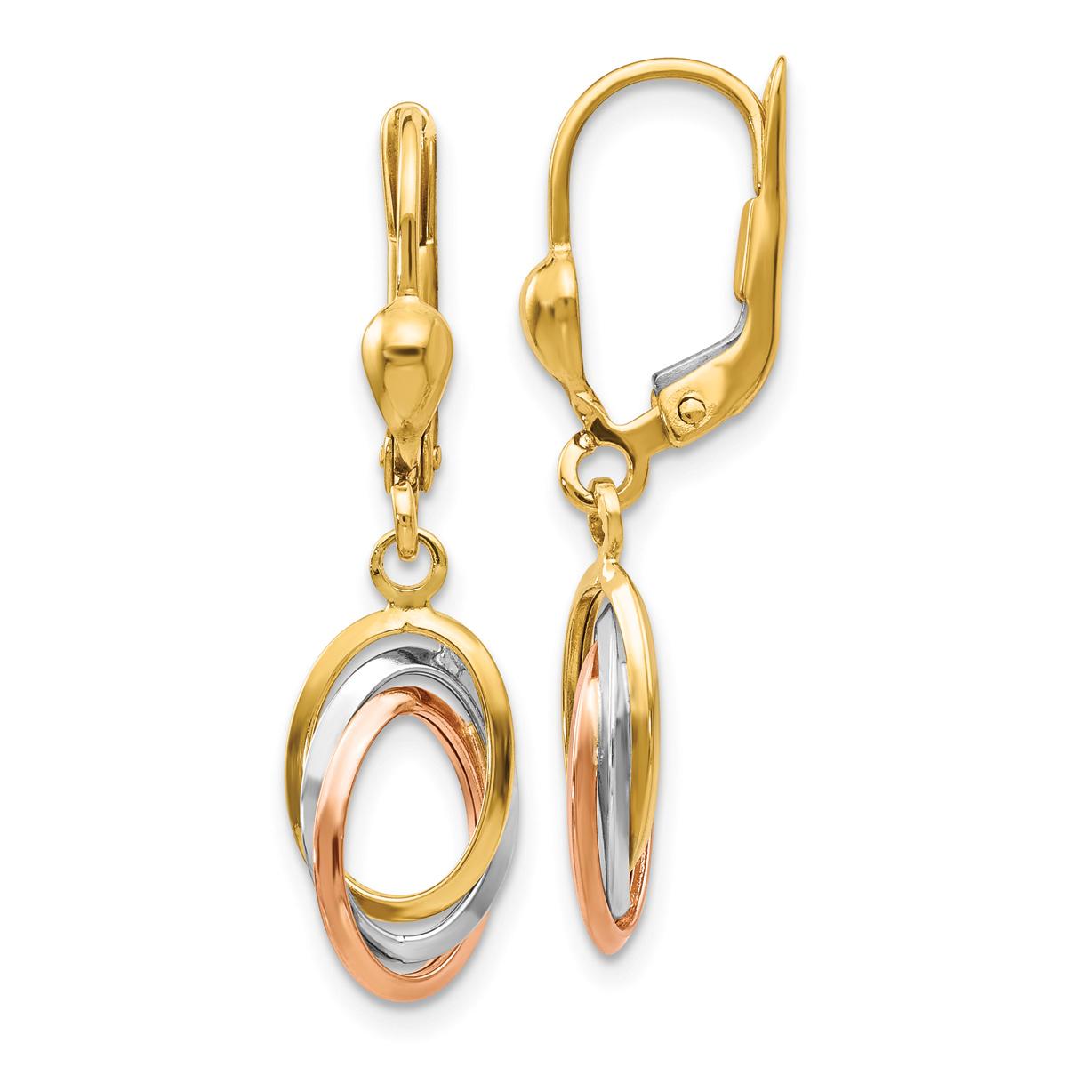 Click here for Gold Classics(tm) 14kt. Tri-Color Dangle Lever Bac... prices