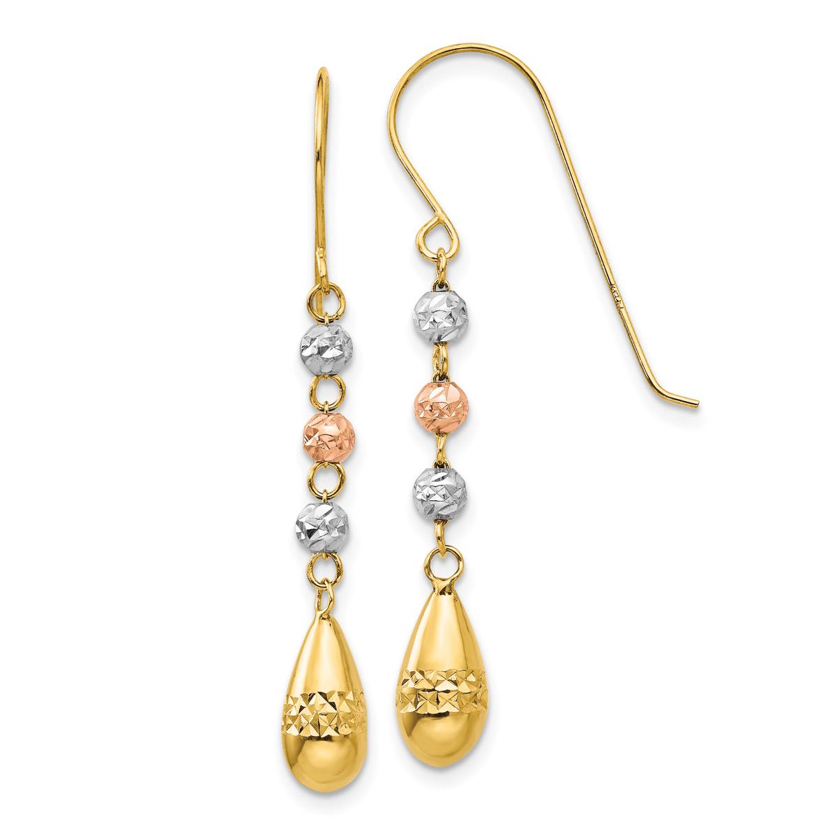 Click here for Gold Classics(tm) 14kt. Tri-Color Teardrop Bead Ea... prices