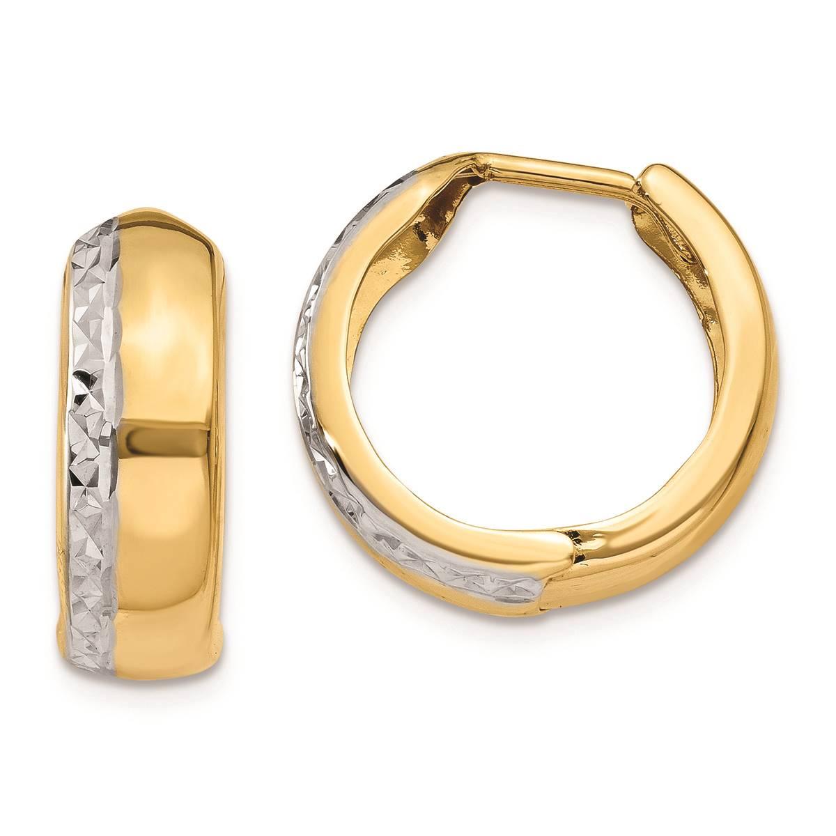 Click here for Gold Classics(tm) 14kt. Two-Tone Textured Hoop Ear... prices