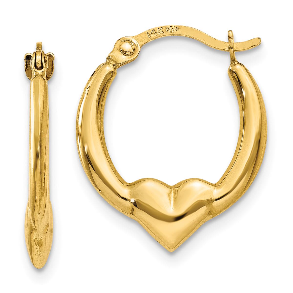 Click here for Gold Classics(tm) 14kt. Gold Heart Hoop Earrings prices