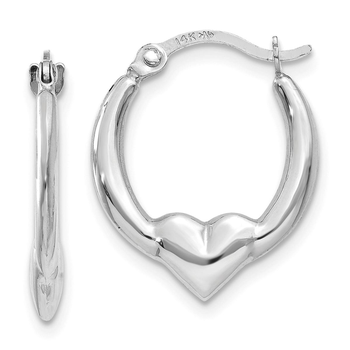 Click here for Gold Classics(tm) 14kt. White Gold Heart Hoop Earr... prices