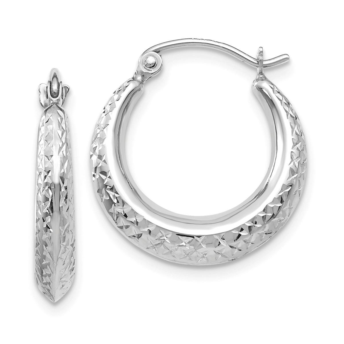 Click here for Gold Classics(tm) 14kt. White Gold Textured Hoop E... prices