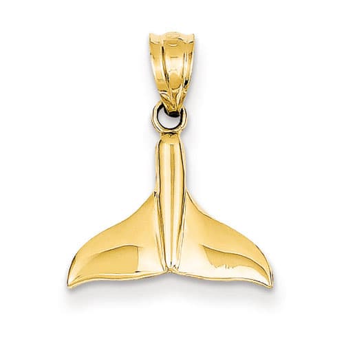 Whale Tail Pendant in 14k Yellow Gold - Gold