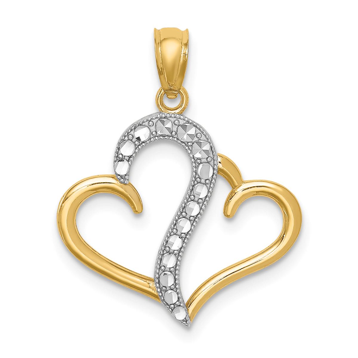 Click here for Gold Classics(tm) 14kt. with Rhodium Double Heart... prices