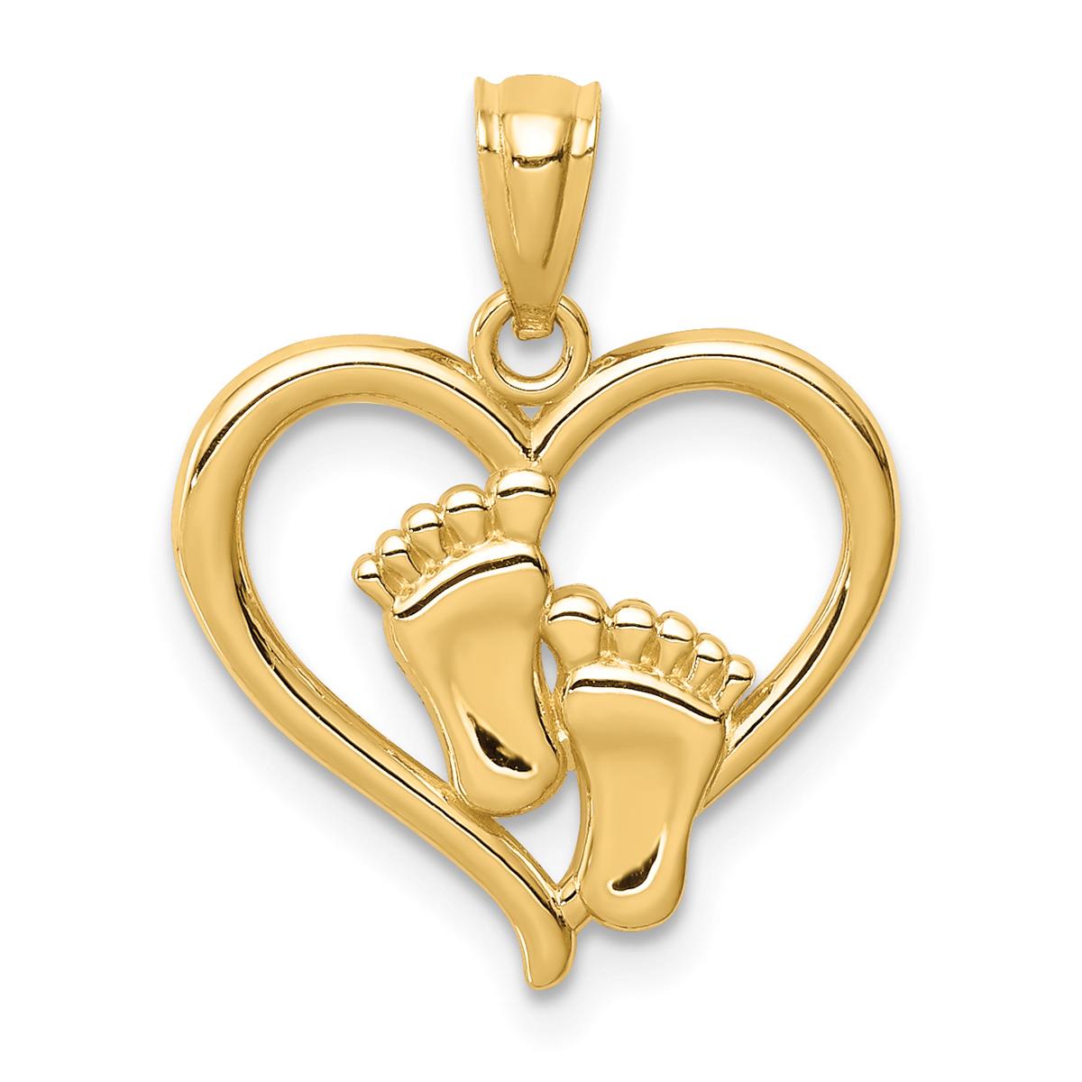Click here for Gold Classics(tm) 14kt. Baby Feet in a Heart Penda... prices