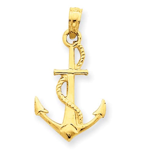 Click here for Gold Classics(tm) 14k. Polished 3-D Anchor Pendant prices