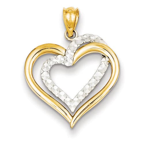 Click here for Gold Classics(tm) Two-Tone Diamond Cut Heart Penda... prices