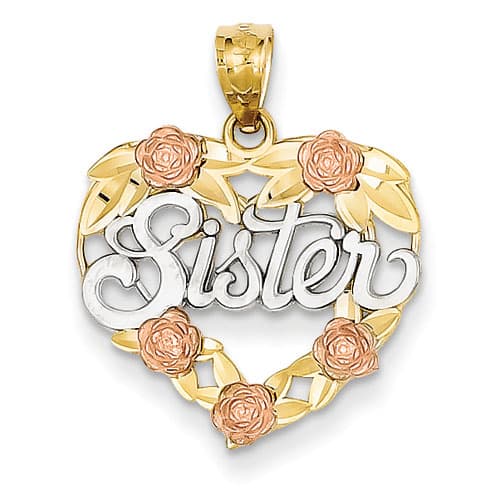 Click here for Gold Classics(tm)14kt. Tri-Tone Sister Heart Penda... prices
