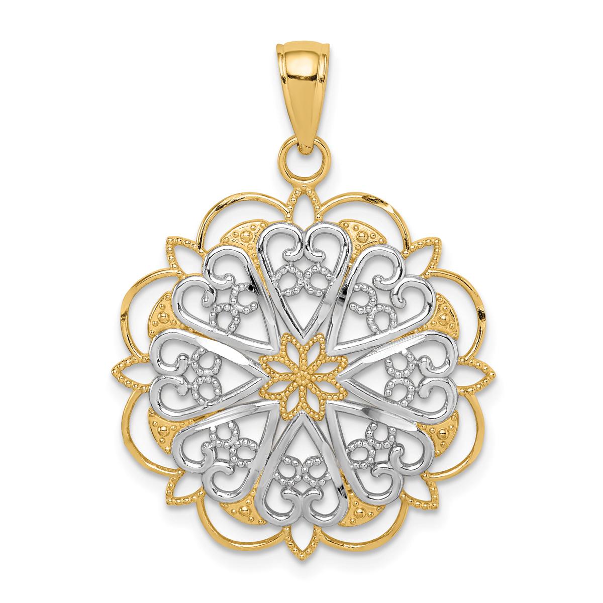 Click here for Gold Classics(tm) 14kt. Gold & Rhodium Filigree He... prices