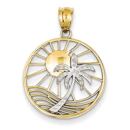 Click here for Gold Classics(tm) 14kt. Sun & Palm Tree Pendant prices