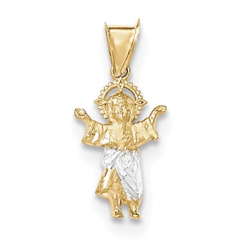 Click here for 14kt. Yellow & Rhodium Baby Jesus Pendant prices