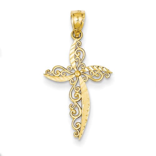 Click here for Gold Classics(tm) 14kt. Yellow Gold Scroll Cross P... prices