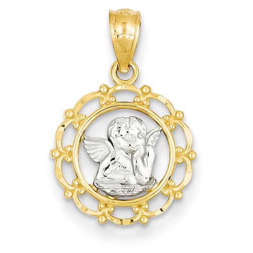 Click here for Gold Classics(tm) Yellow Gold Framed Cherub Pendan... prices