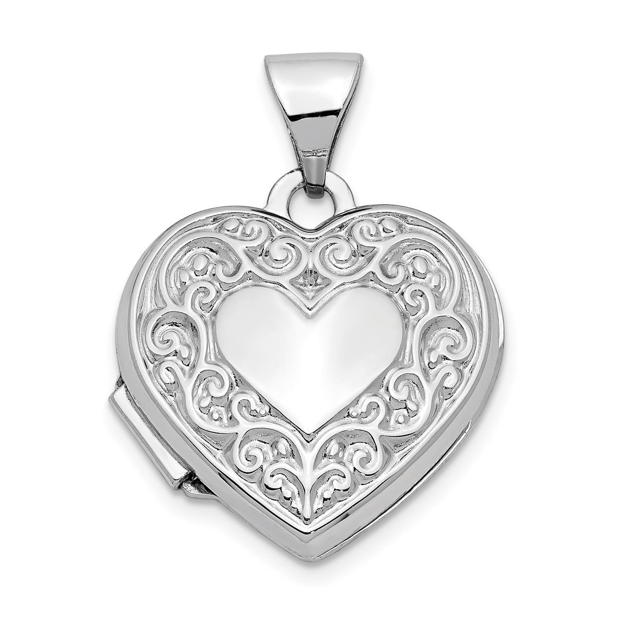 Click here for Gold Classics(tm) 14kt. White Gold Scroll Heart Lo... prices