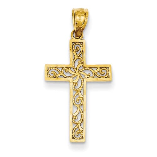 Click here for Gold Classics(tm) 14kt. Yellow Gold Scroll Cross P... prices
