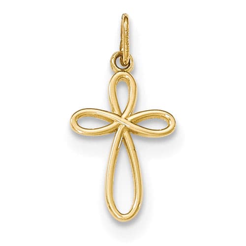 Click here for Gold Classics(tm) Gold Small Ribbon Cross Pendant prices