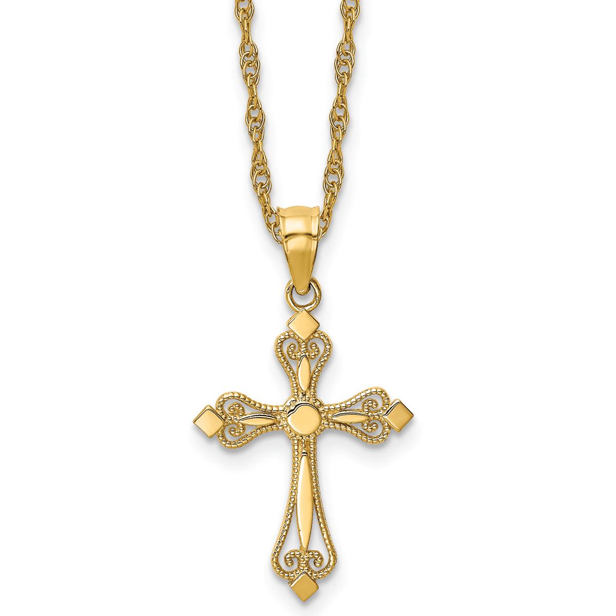 Click here for Gold Classics(tm) 14kt. 18in. Mini Bud Cross Penda... prices
