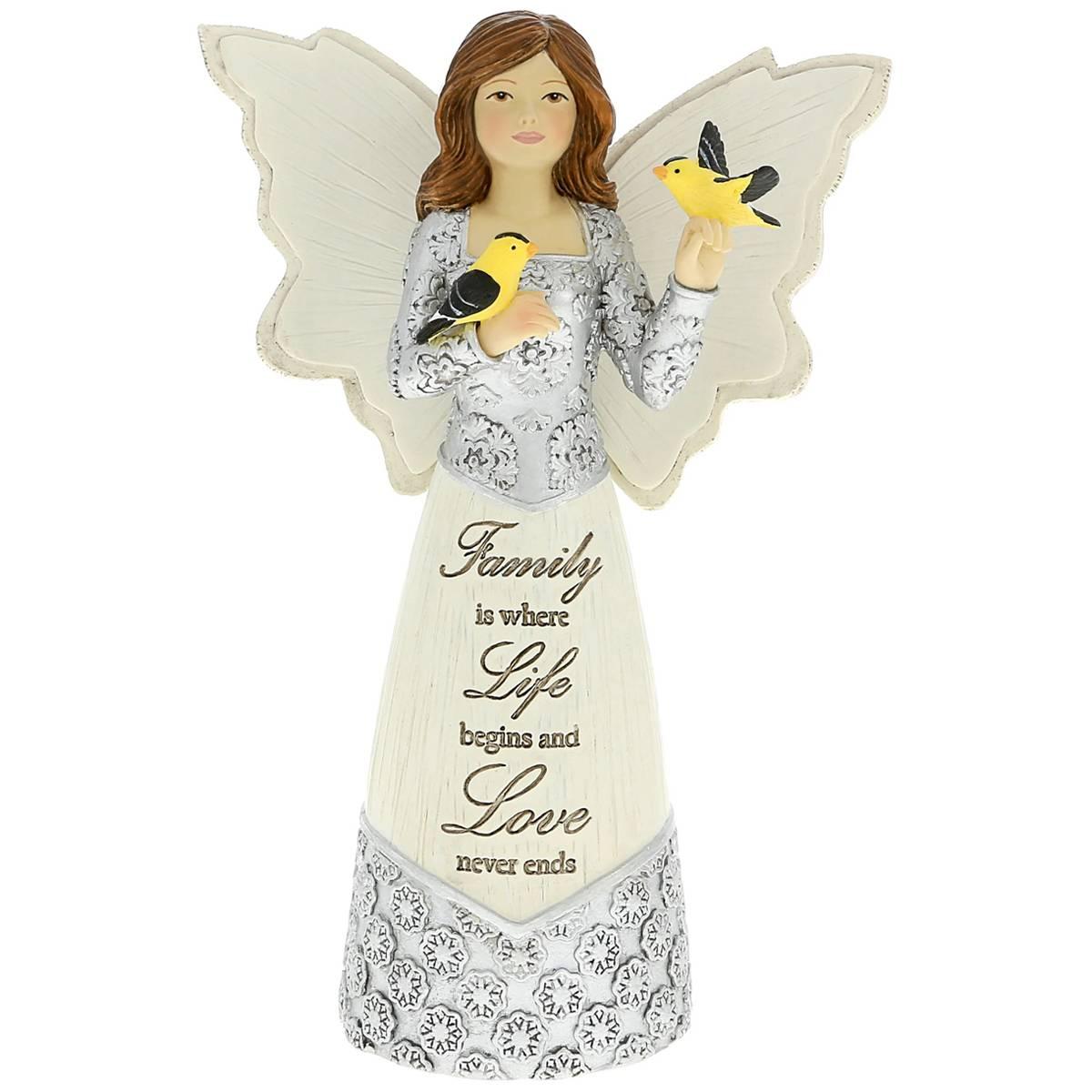 Click here for Pavilion Elements Family Angel Figurine with Goldf... prices