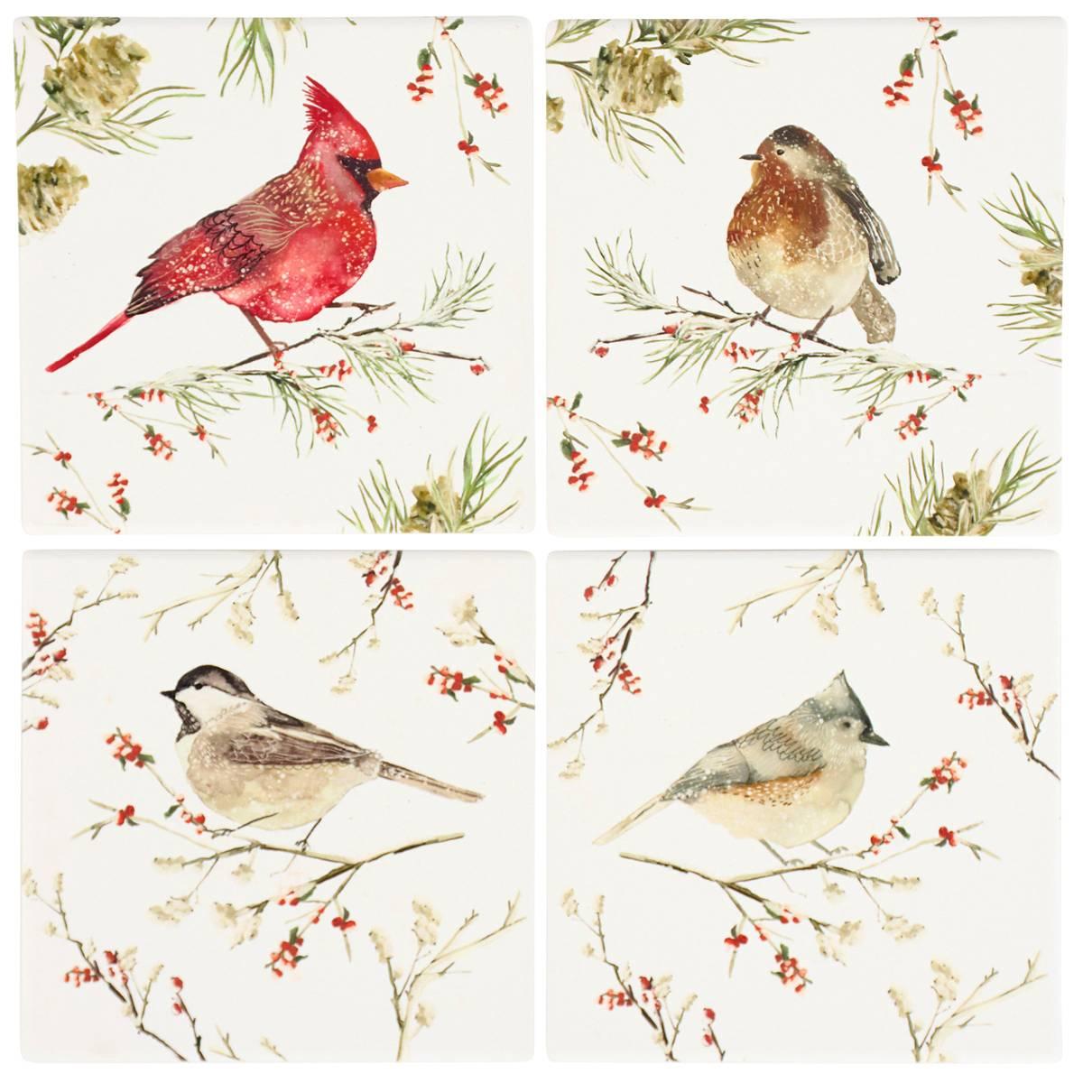 Click here for Primitives By Kathy Winter Birds Coaster Set prices