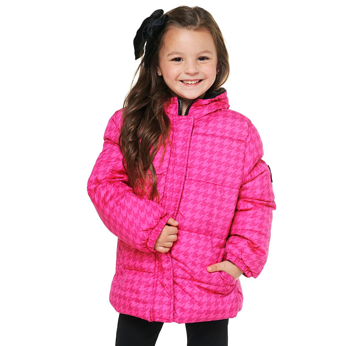 Click here for Girls (4-6x) Pink Platinum Houndstooth Puffer Jack... prices