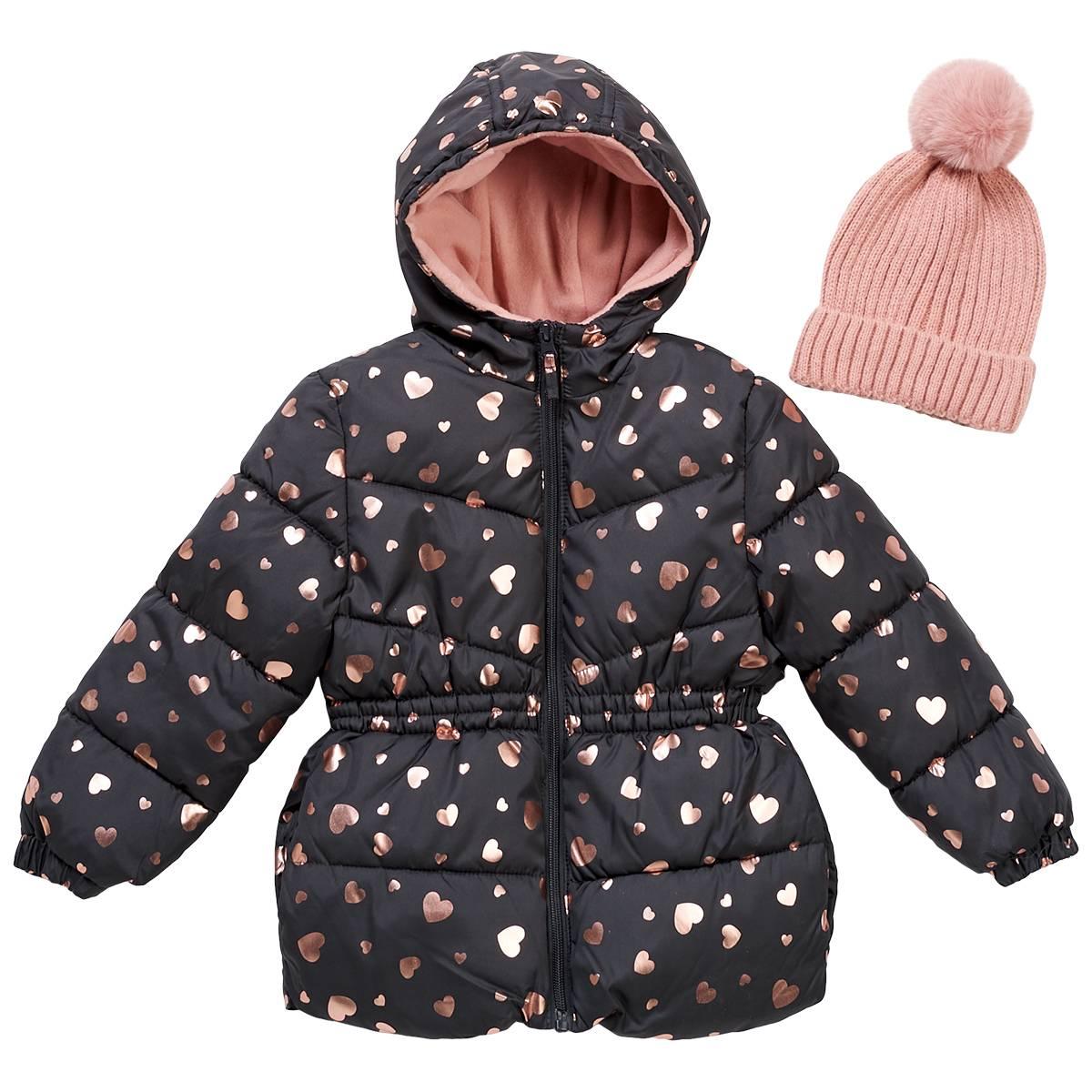Click here for Girls (4-6x) Pink Platinum(R) Heart Foil Puffer wi... prices