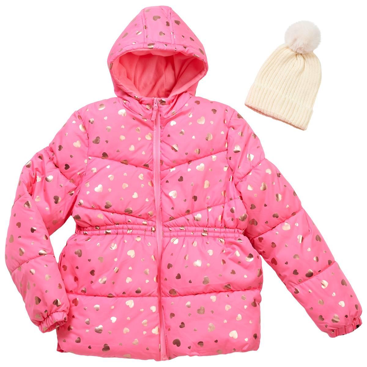 Click here for Girls (7-16) Pink Platinum(R) Metallic Hearts Puff... prices