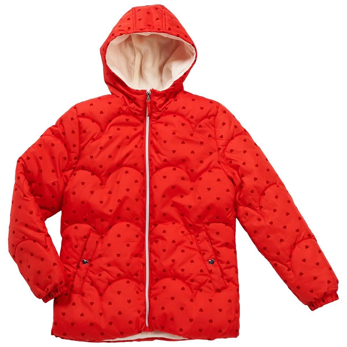 Click here for Girls (7-16) Pink Platinum(R) Heart Flocked Puffer... prices