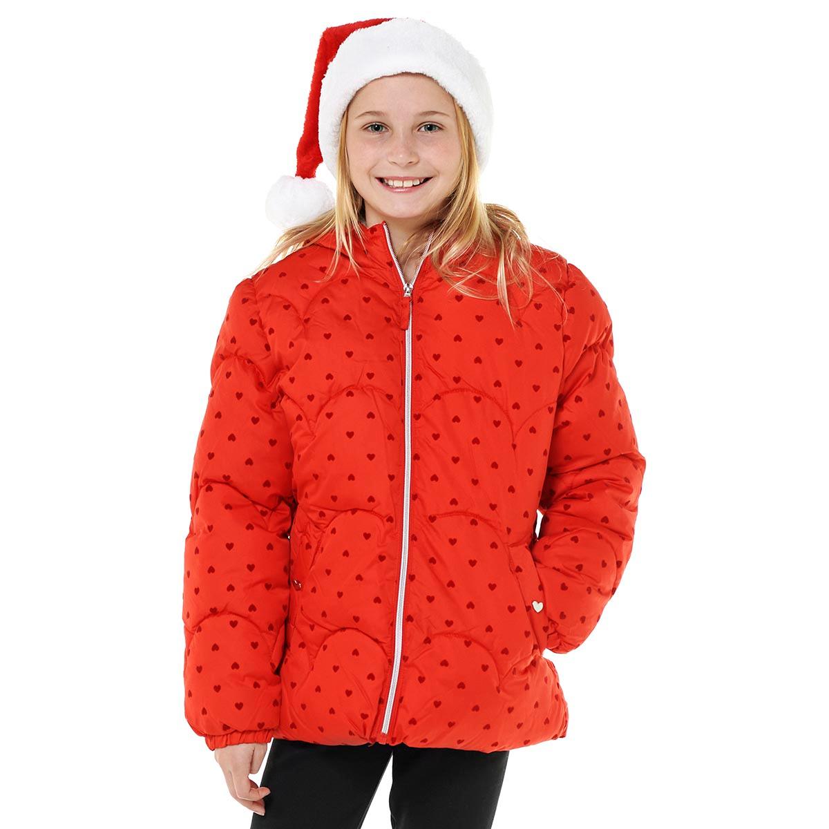 Click here for Girls (7-16) Pink Platinum(R) Heart Flocked Puffer... prices