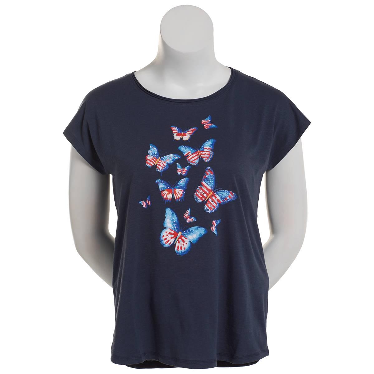 Click here for Petite Kiwi Fresh Slub Patriotic Butterflies Graph... prices