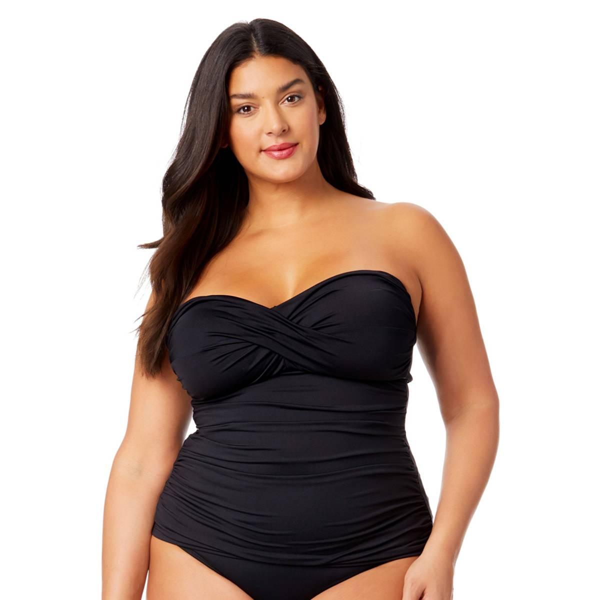 Click here for Plus Size Anne Cole Solid Twist Front Shirred Tank... prices