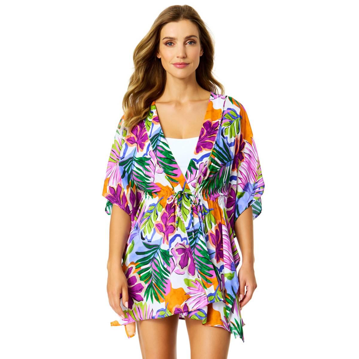 Click here for Womens Anne Cole Mod Tropical Tie Front Kaftan Swi... prices