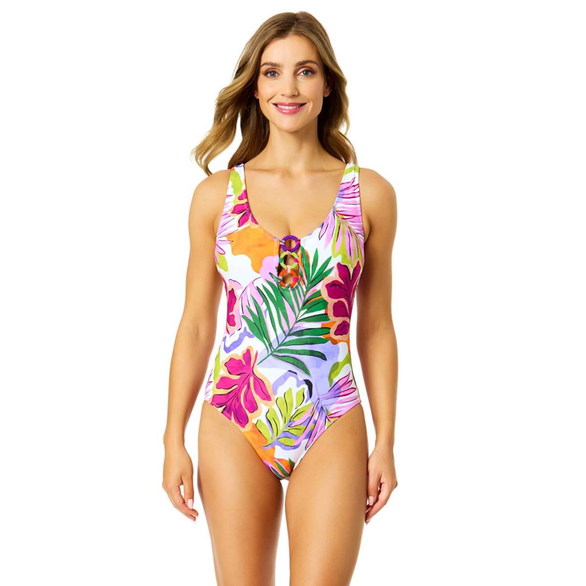 Click here for Womens Anne Cole Mod Tropical Ring Front One Piece... prices