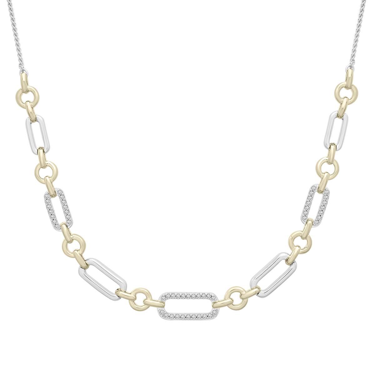 Click here for Two-Tone Lab-Grown Diamond Paperclip Necklace prices